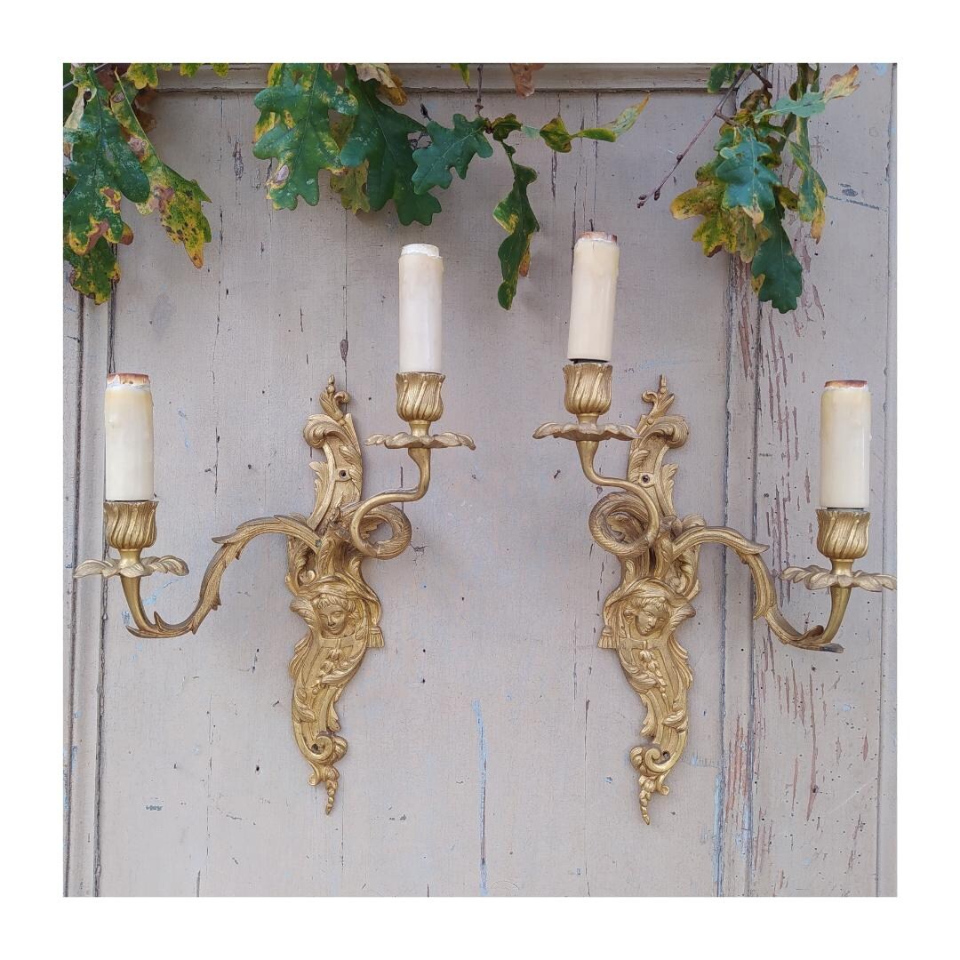 Antique French Wall Rococo Lights ~ Bronze Baroque Style Sconces ...