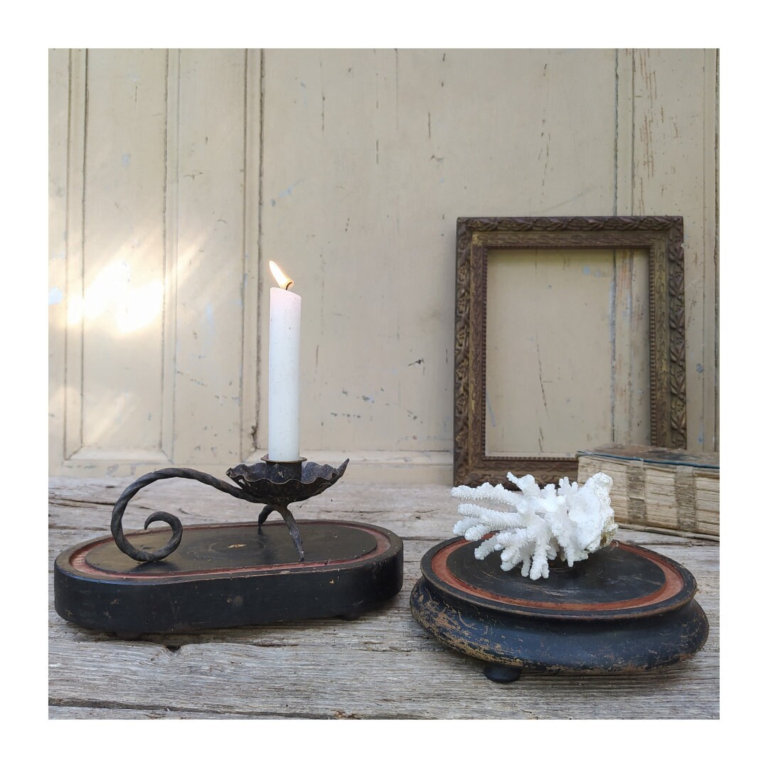 Great Antique French Black Wooden Display Stand French Globe Stand Base ...