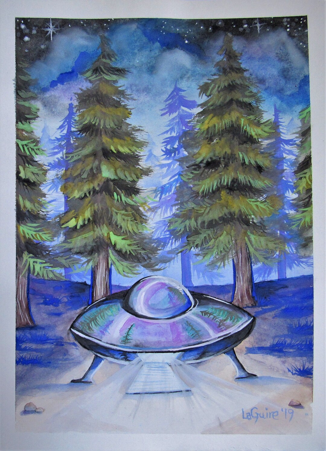 UFO, Aliens, Art, Artwork, Watercolor, Print, Poster, Home Decor, Ufos ...
