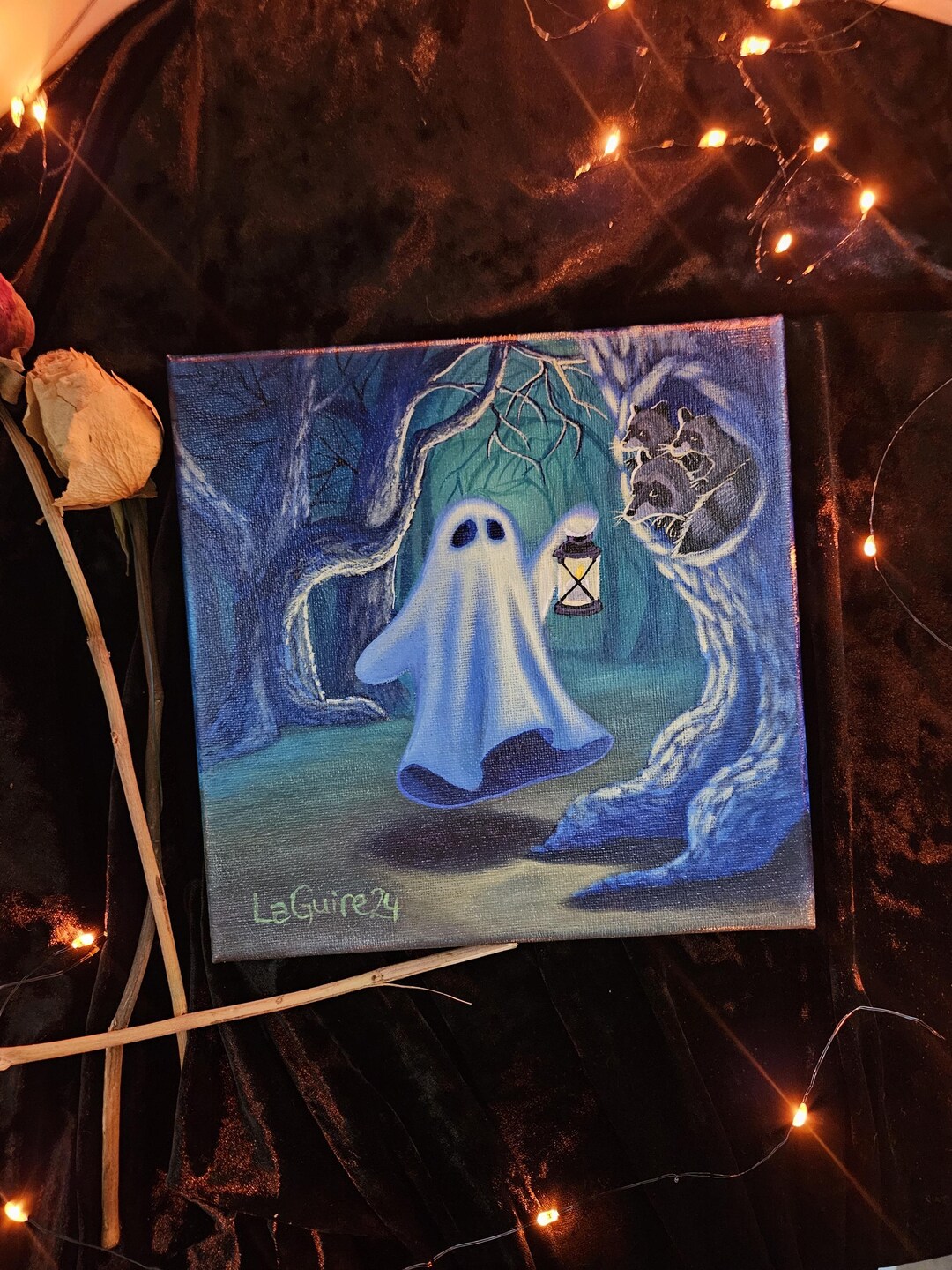 Ghost Painting, Ghost, Raccoon , Haunted, Spooky, Enchanted Forest ...