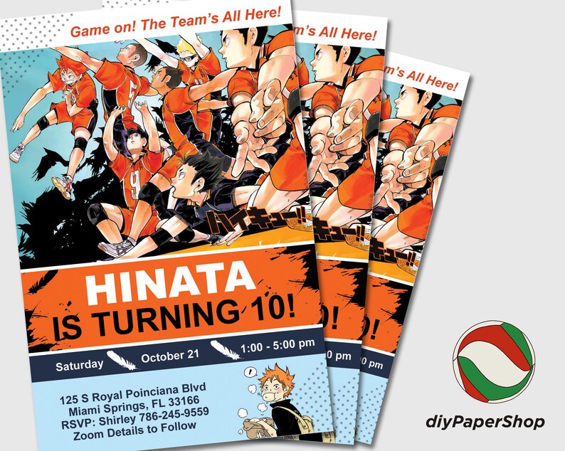 Haikyuu Volleyball Party Invite Haikyuu Birthday Invitation DIY Invite ...