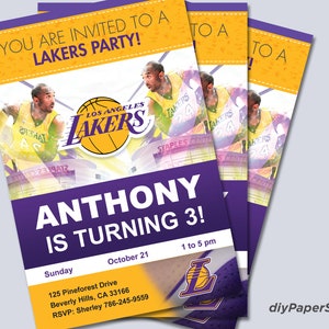 Los Angeles Lakers Invitation Birthday Invitations Lakers | Etsy