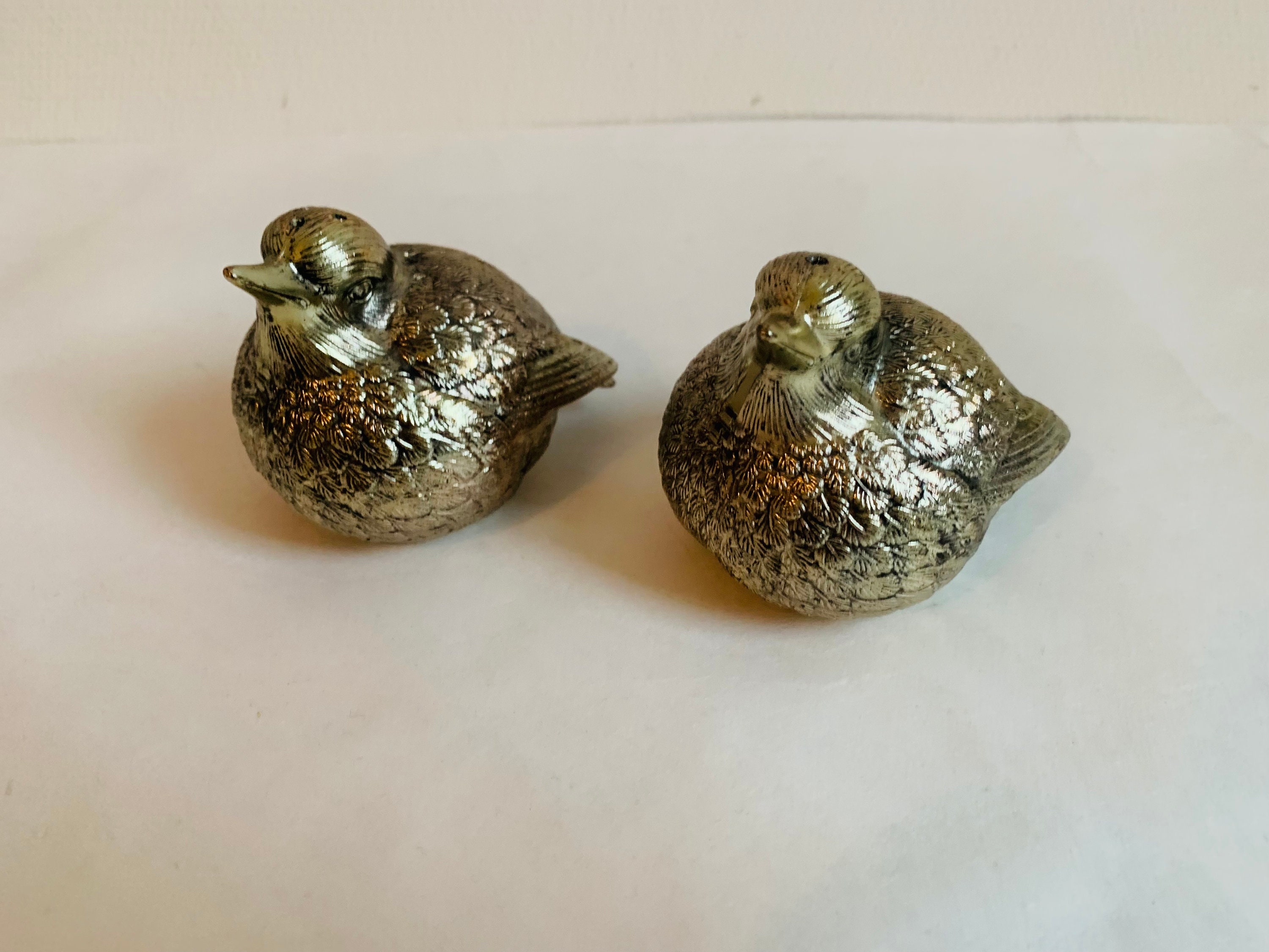Birds Salt Pepper Shakers Silver Plate Metal Vintage 1970s Detailed ...