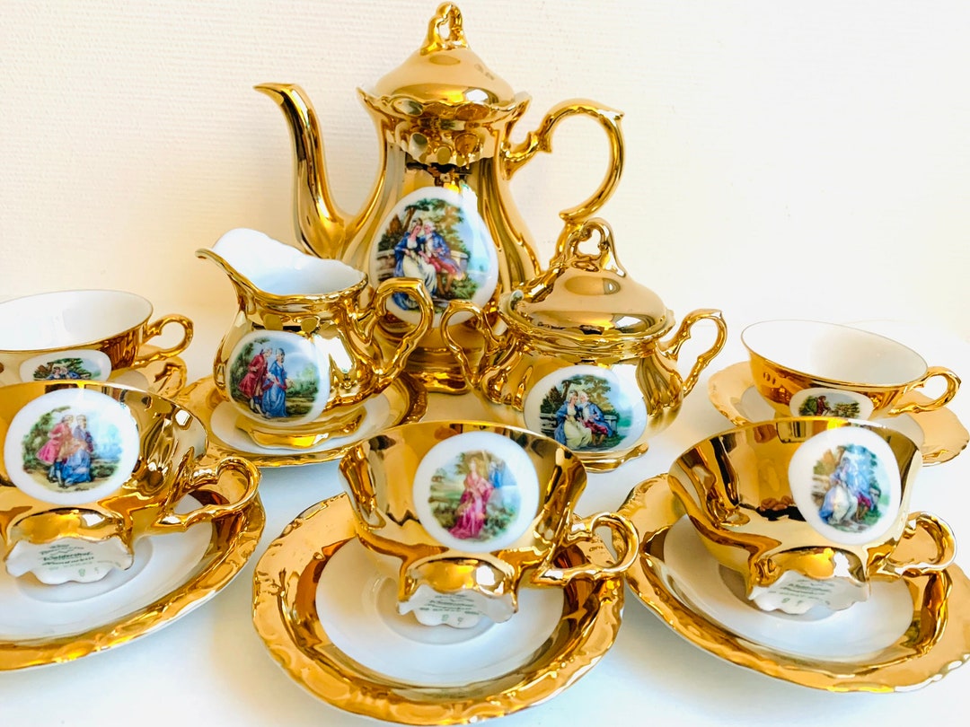 Porcelain 22 Korat Gold Bavaria Coffee Set , Mocca Set , and Creamer ...