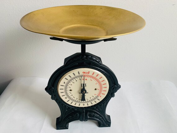 EKS Vintage Ornate Black Cast Iron Upright Kitchen Scales Made - Etsy