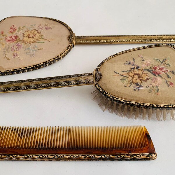 Antique Hair Brush and Mirror - Etsy