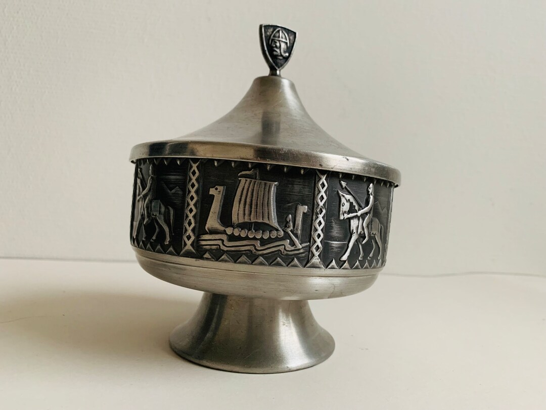 Snorre Pewter Bowl Footed Bowl Pewter Urn With Lid Made in Norway ...