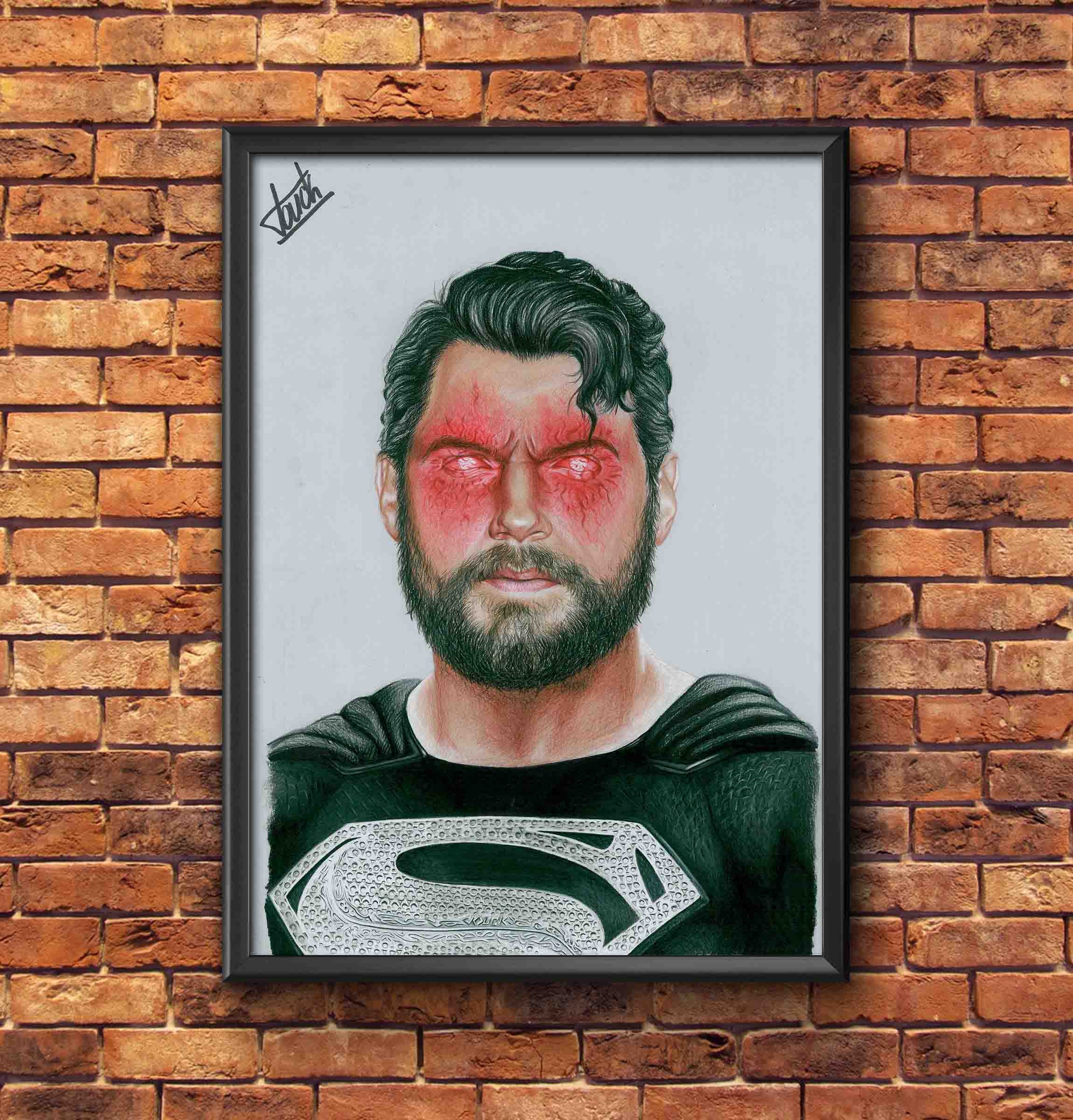Dark Superman - Original Art - Colored Pencil Drawing - Etsy