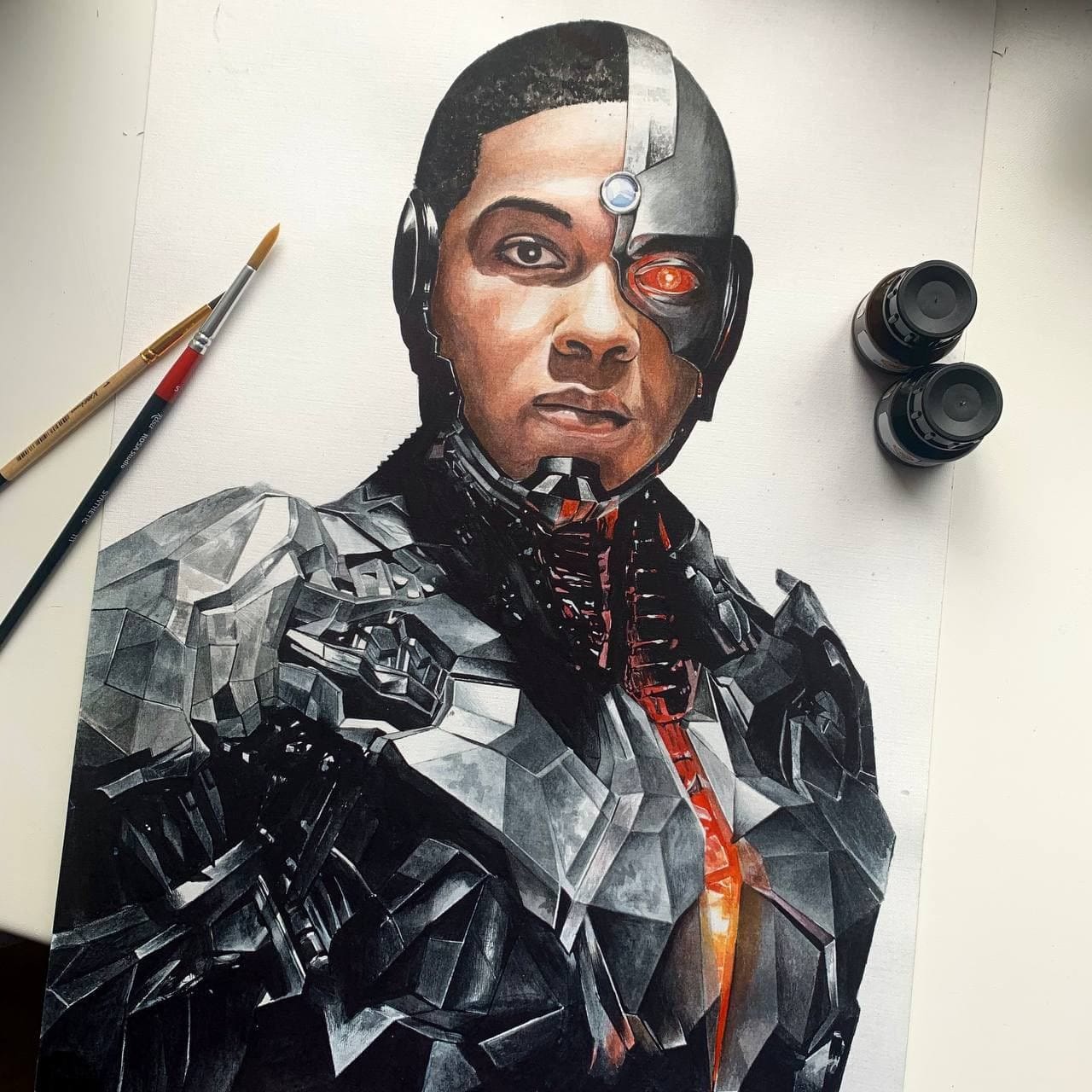 Cyborg ORIGINAL ART Drawing Comics NEW Movie Wall Art Decor Premium ...