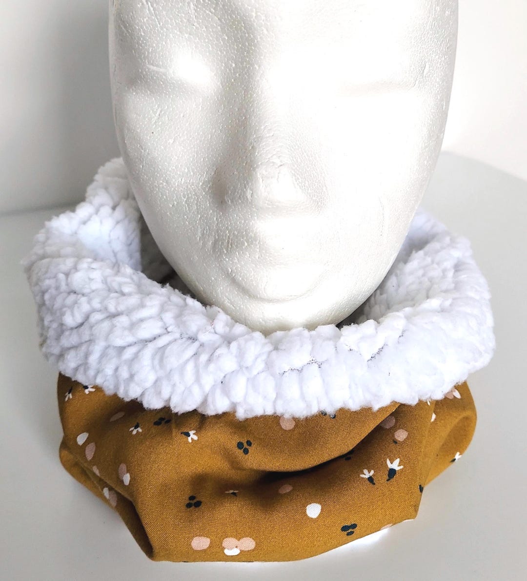 Women's Sherpa Fleece Snood - Neck Warmer in Ochre - Handmade in France ...
