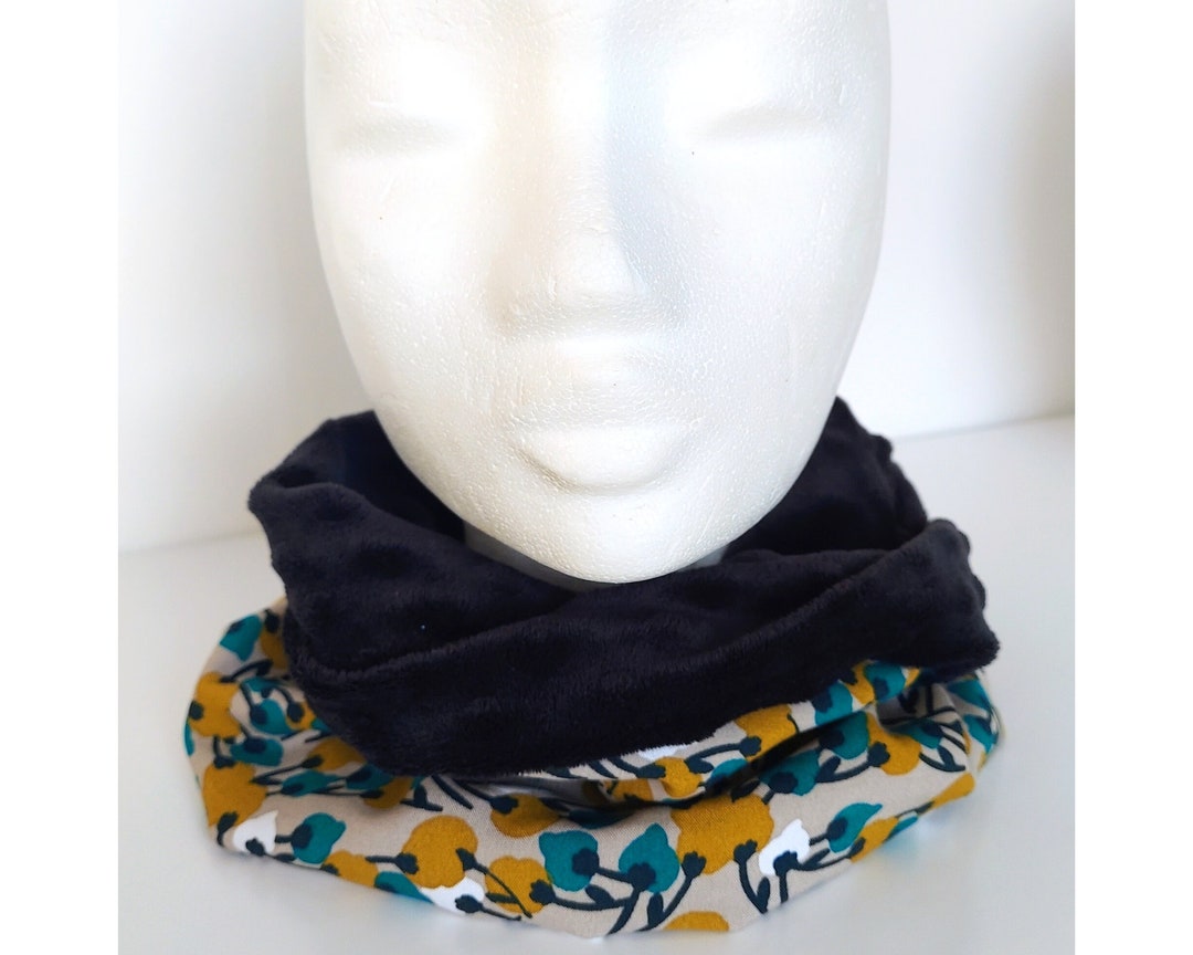 Women's Fleece Lined Neck Warmer, Warm Floral Pattern Snood, Taupe ...