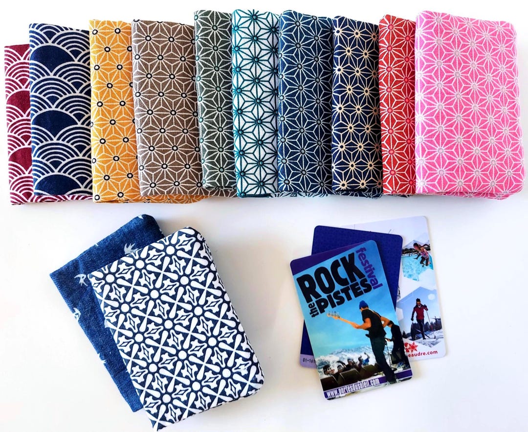 Bank Card Holder, Business Card Holder - Japanese Pattern Fabric ...