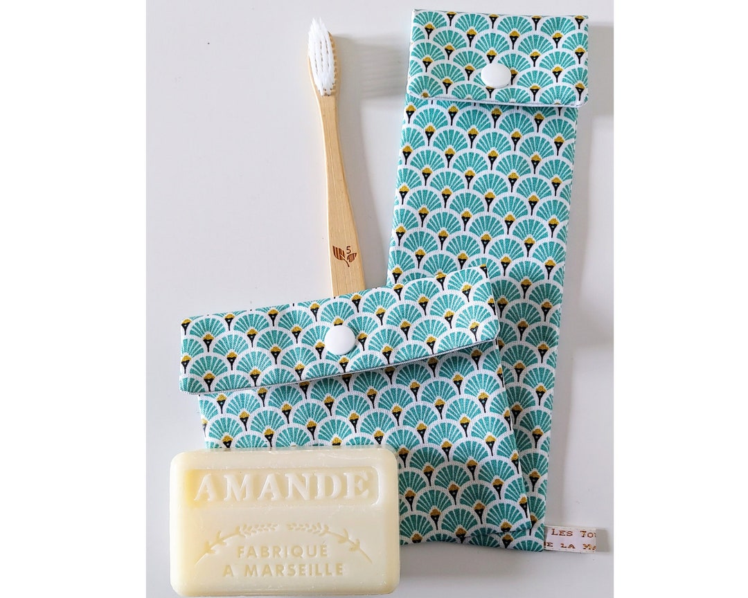 Toothbrush/toothpaste Case & Soap Pouch, Waterproof Lagoon Green Fan ...