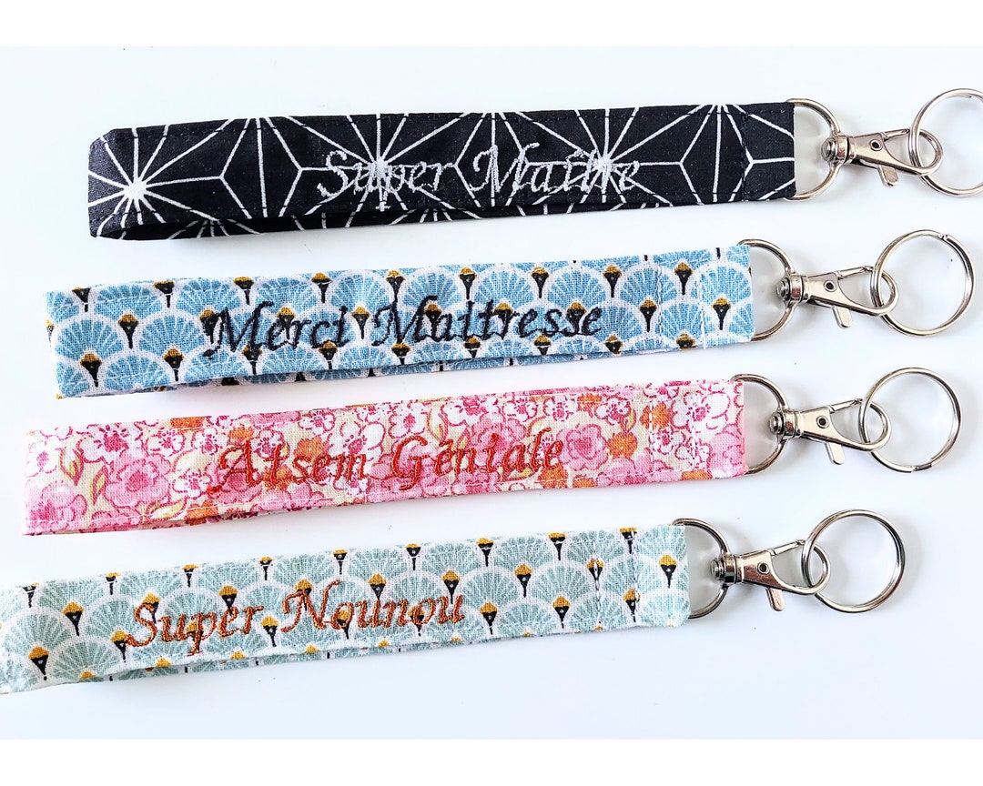 Embroidered Keychain, Thank You Teacher, Loving Mom, Great Colleague ...