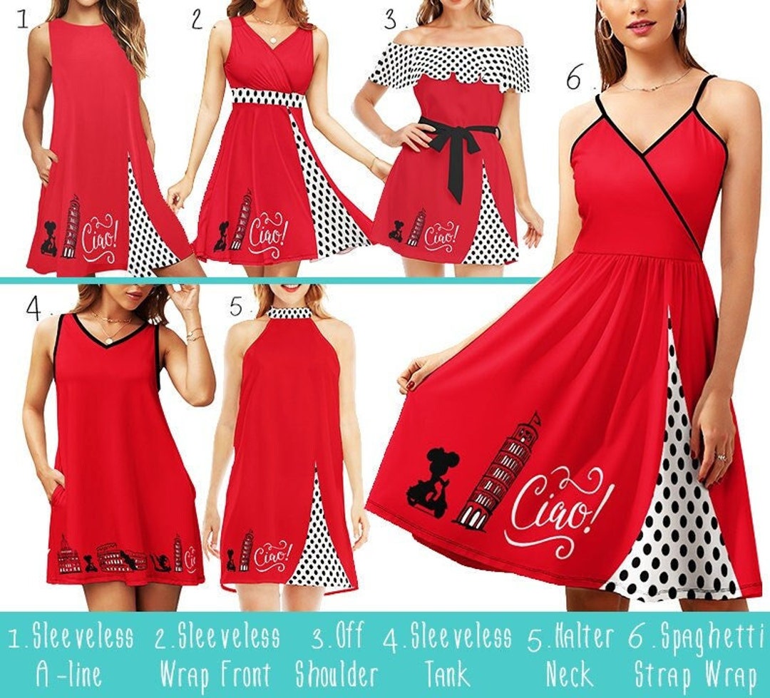 Italian Minnie Mouse Sleeveless Short Dresses Disneybound Disney World ...