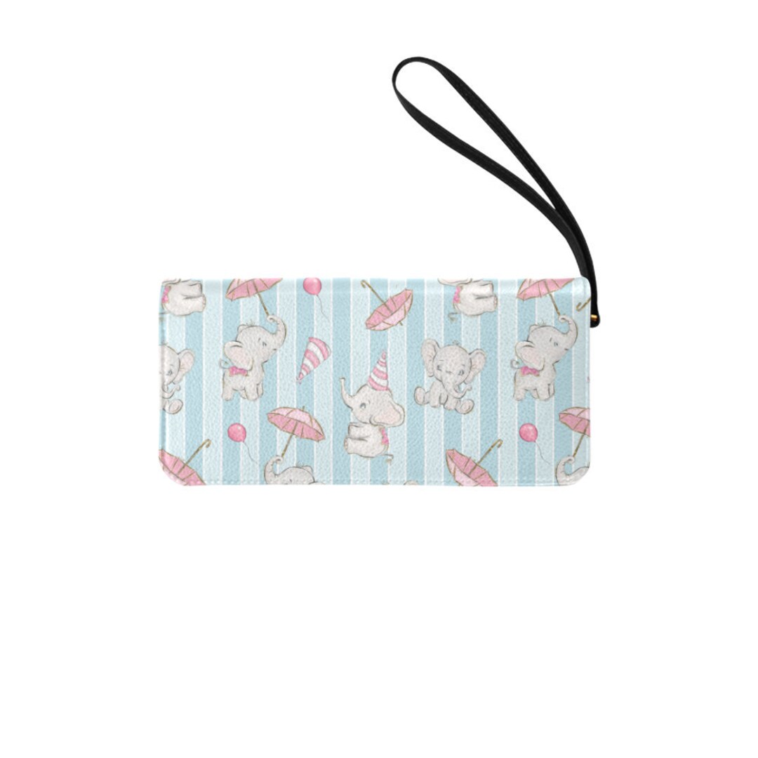 Dumbo Leather Zip Around Wallet Disney World Disneyland Purse Bag Wrist ...