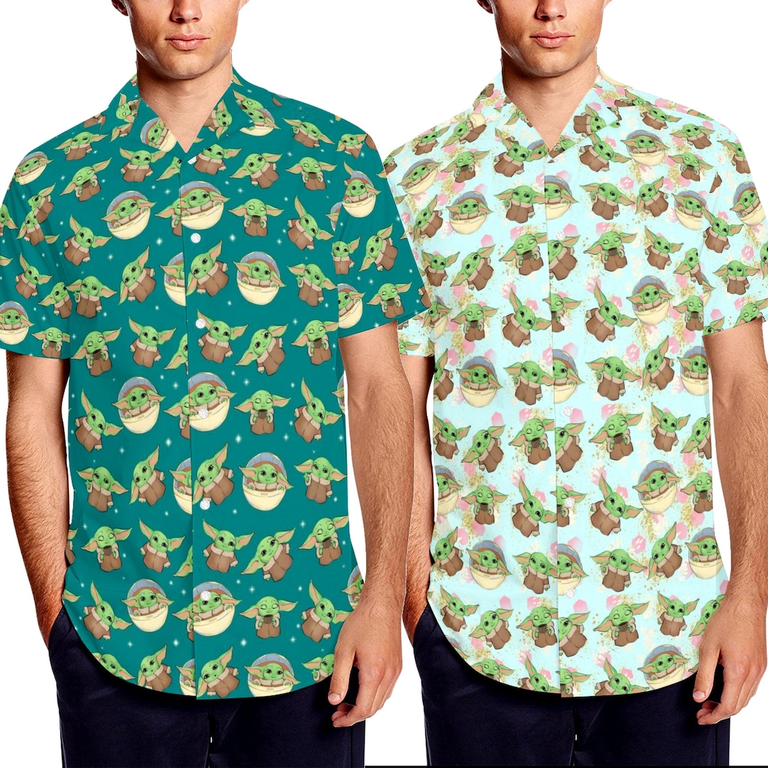 Baby Yoda Grogu Mens Short Sleeve Hawaiian Shirt Disneybound Disney ...