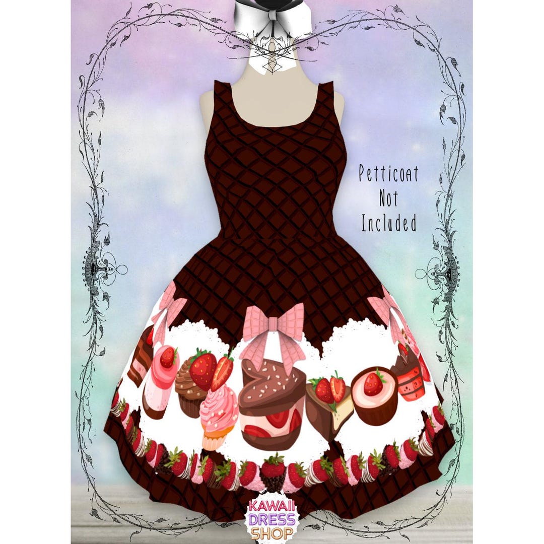 Chocolate Strawberry Dress Dark Chocolate | Sweet Lolita Chocolate ...