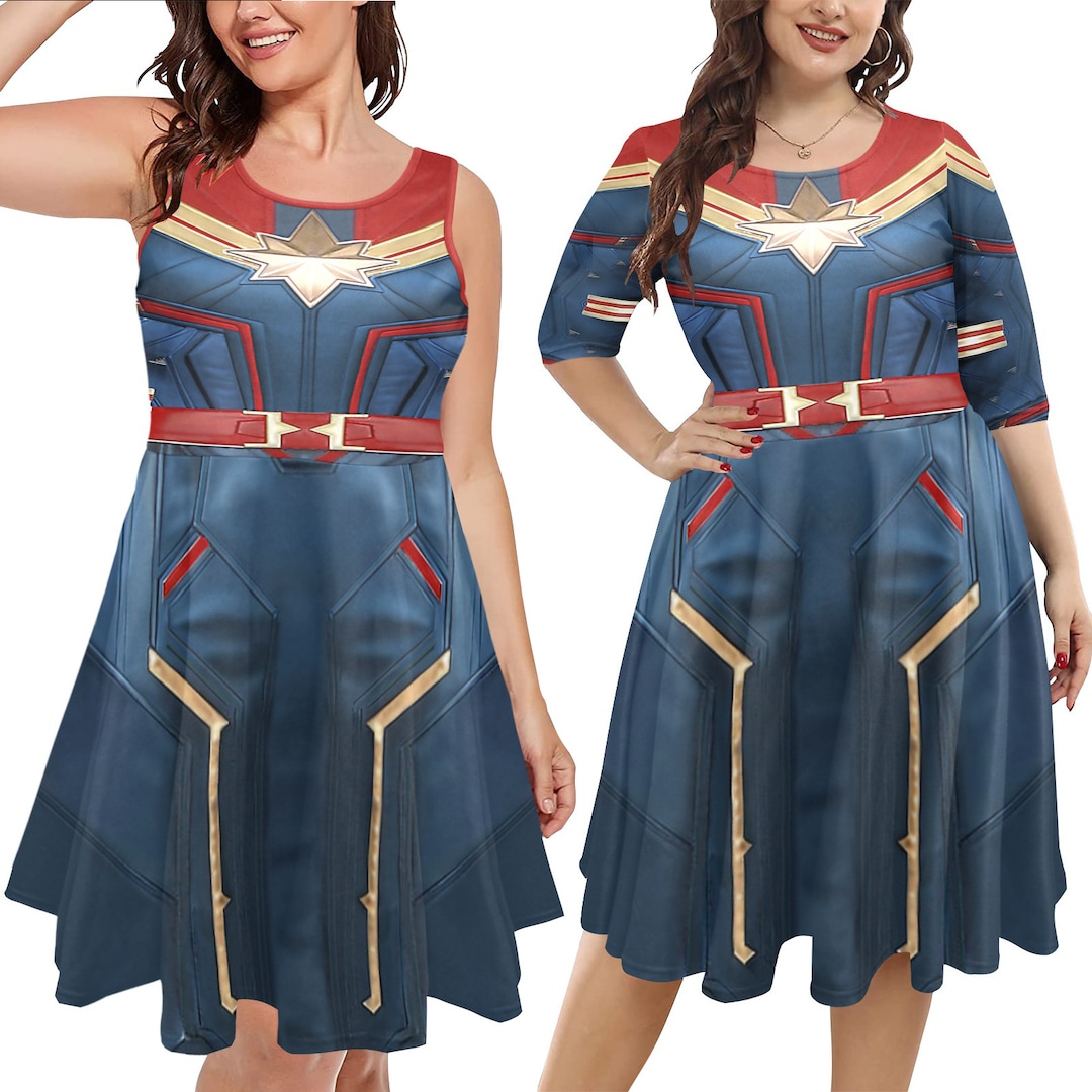 RUSH Captain Marvel Midi Dress Disney World Disneyland Avengers Carol ...