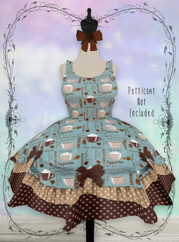 Vintage Coffee Dress XS-3XL Lolita Pinup Pin up Retro - Etsy