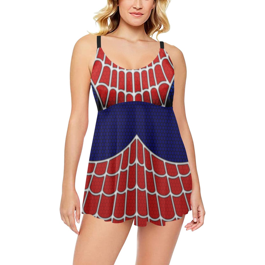 Spider Man Swim Dress Babydoll Tankini Two Piece Swimsuit Disneybound ...