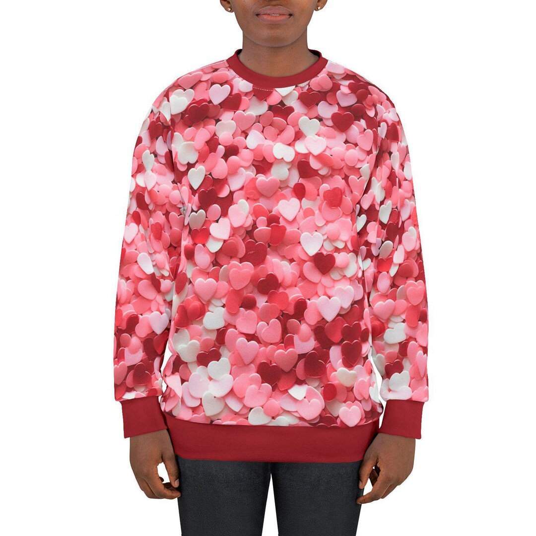 Valentines Day Heart Confetti Unisex Sweatshirt | Novelty Food Kawaii ...