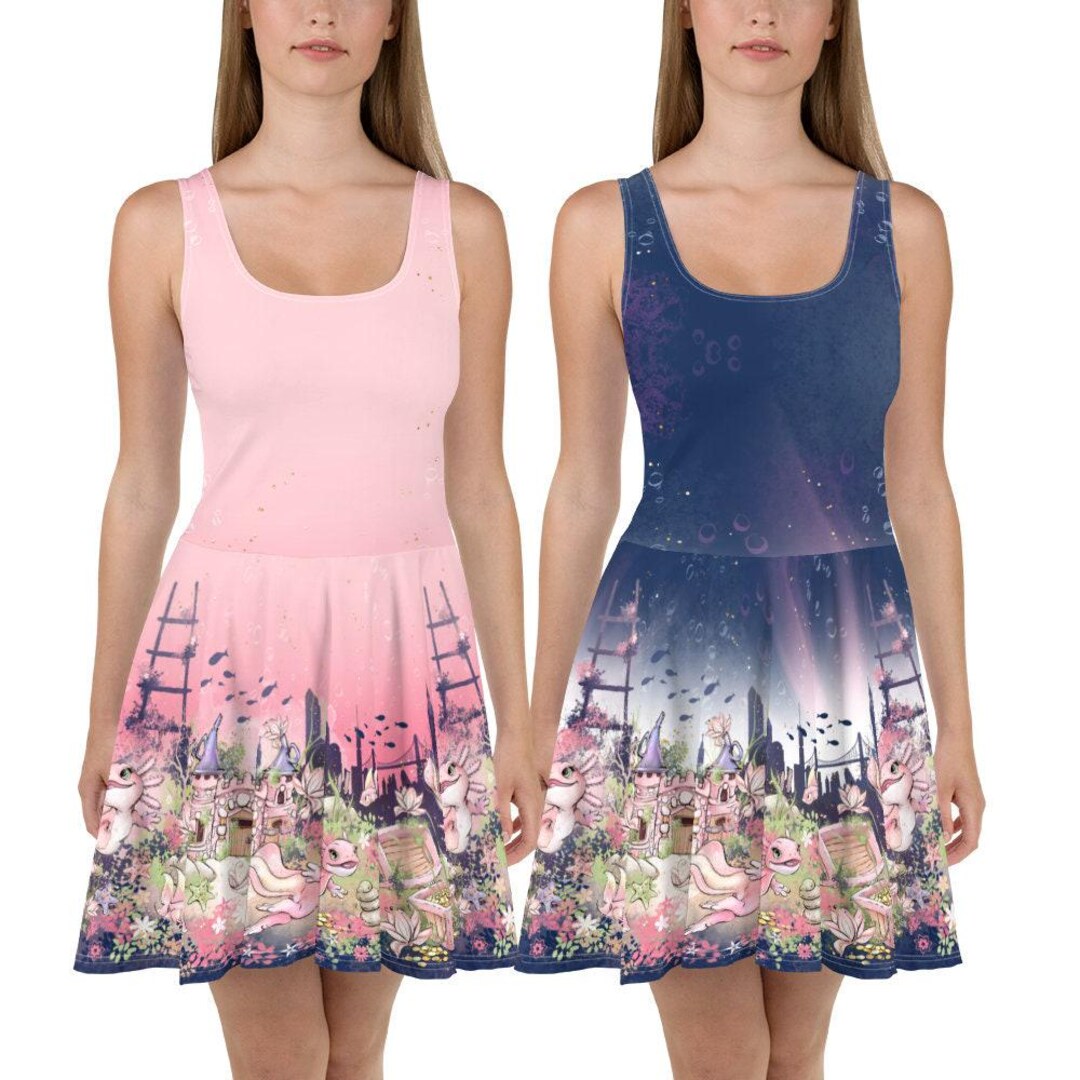 Kawaii Axolotls Border Print Dress Axolotl Birthday Party Pastel Cult ...