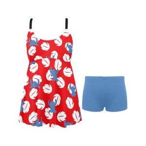 Lilo and Stitch Swim Dress Babydoll Tankini Two Piece Swimsuit ...