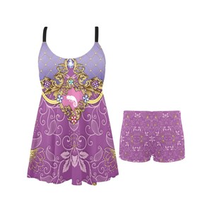 Rapunzel Ornate Pascal Swim Dress Babydoll Tankini Two Piece Swimsuit ...
