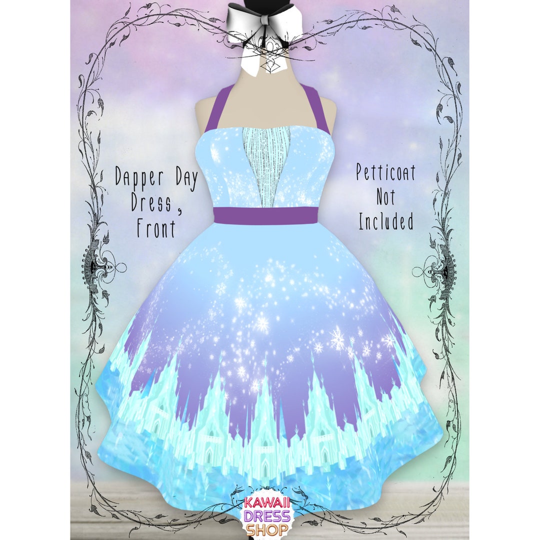 Elsa Frozen 2 Knee Length Dress Disney Bound World Disneyland Cosplay ...