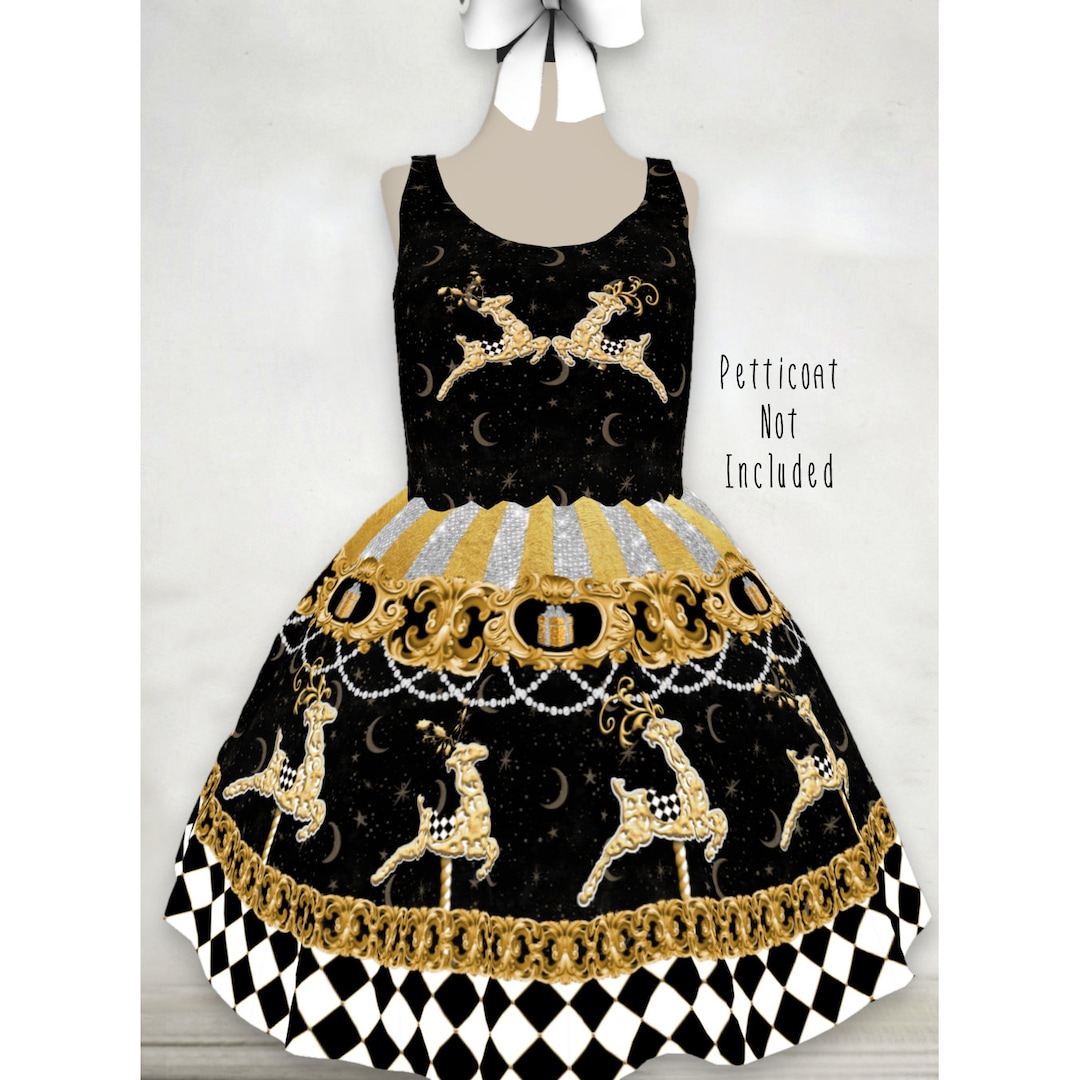 Royal Christmas Reindeer Carousel Kids Dress Elegant Preppy - Etsy