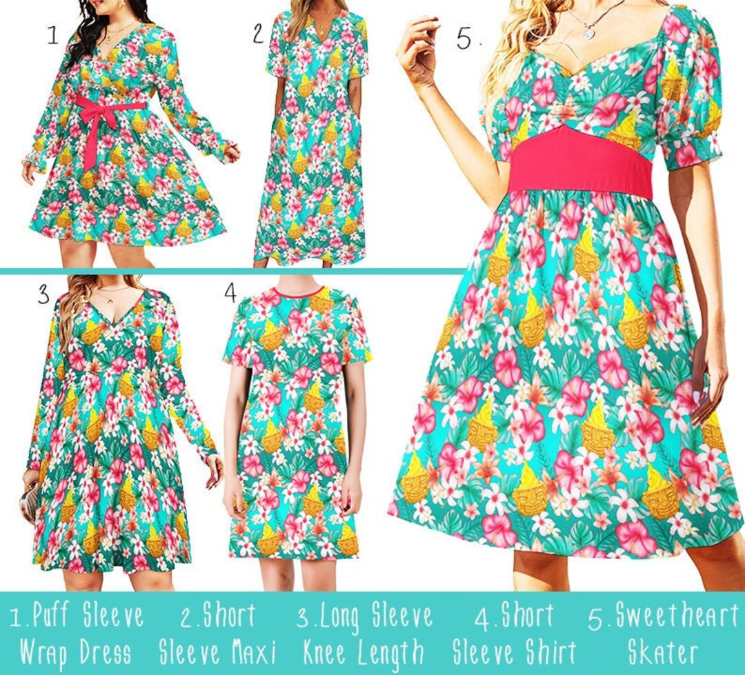 Floral Dole Whip Sleeved Dresses Disneybound Disney World Disneyland ...