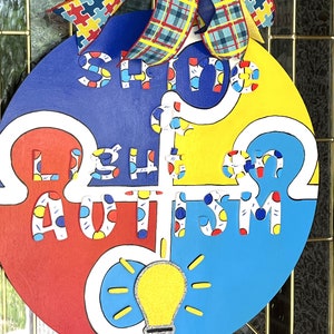 Autism Awareness Wooden Door Hanger, Autism Awareness Decor, Autism ...
