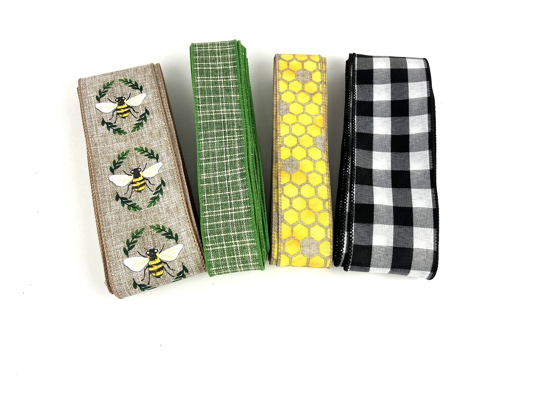 Bumble Bee Ribbon Set, Ribbon Kit, Bee Ribbon, Wreath Kits, Ribbon for ...