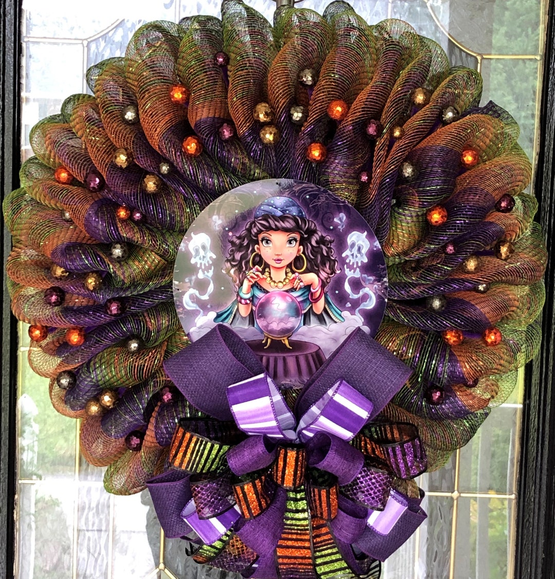 Fortune Teller Wreath, Witch Wreath, Halloween Wreath, Halloween Decor ...