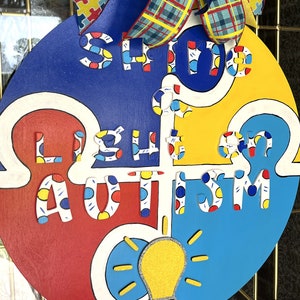 Autism Awareness Wooden Door Hanger, Autism Awareness Decor, Autism ...