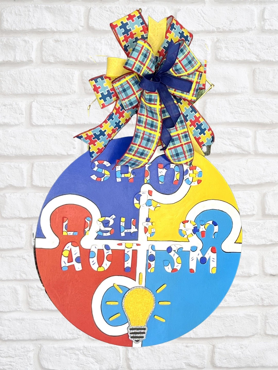 Autism Awareness Wooden Door Hanger, Autism Awareness Decor, Autism ...