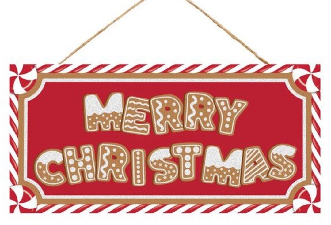 Gingerbread Merry Christmas Sign: Holiday Wreath Attachment, 12" MDF - Etsy