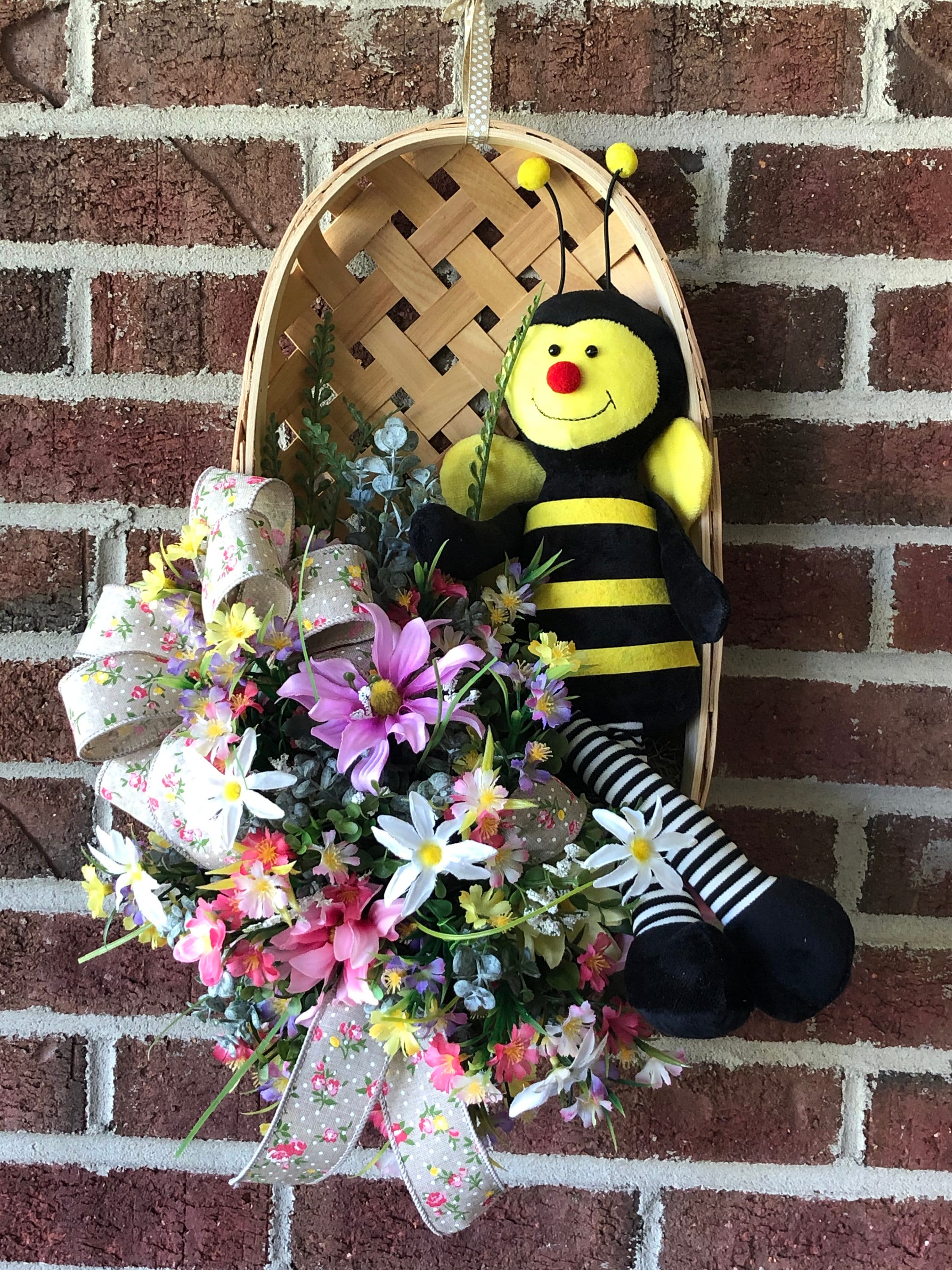 Bee Floral Hanging Tobacco Basket Chip Wood Basket Bee Wall - Etsy