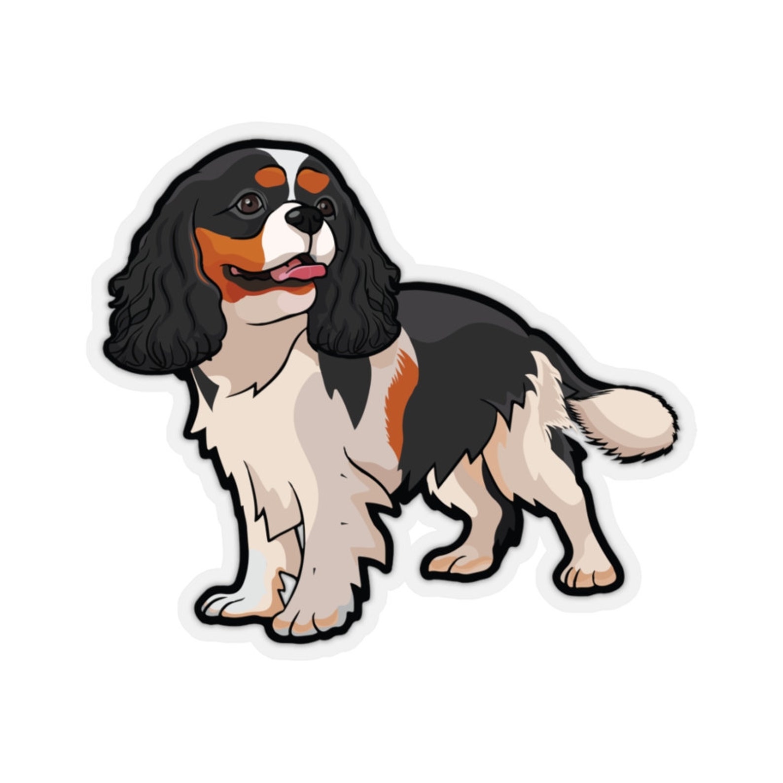 Tricolor Cavalier King Charles Spaniel Kiss-Cut Stickers | Etsy