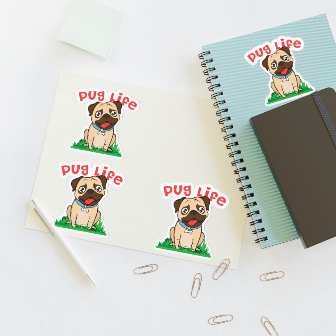 Pug Life Sticker Sheets, 2 Image Sizes, 3 Image Surfaces, Water ...