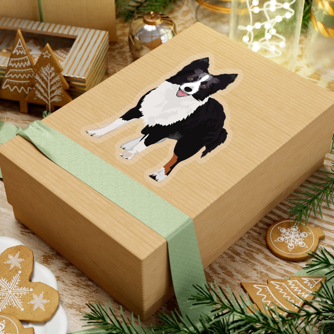 Border Collie Kiss-cut Stickers, White or Transparent, 4 Sizes, Indoor ...