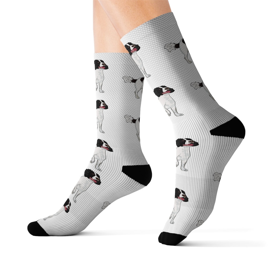 English Springer Spaniel Sublimation Socks, 3 Sizes, Ribbed Tube, 95% ...