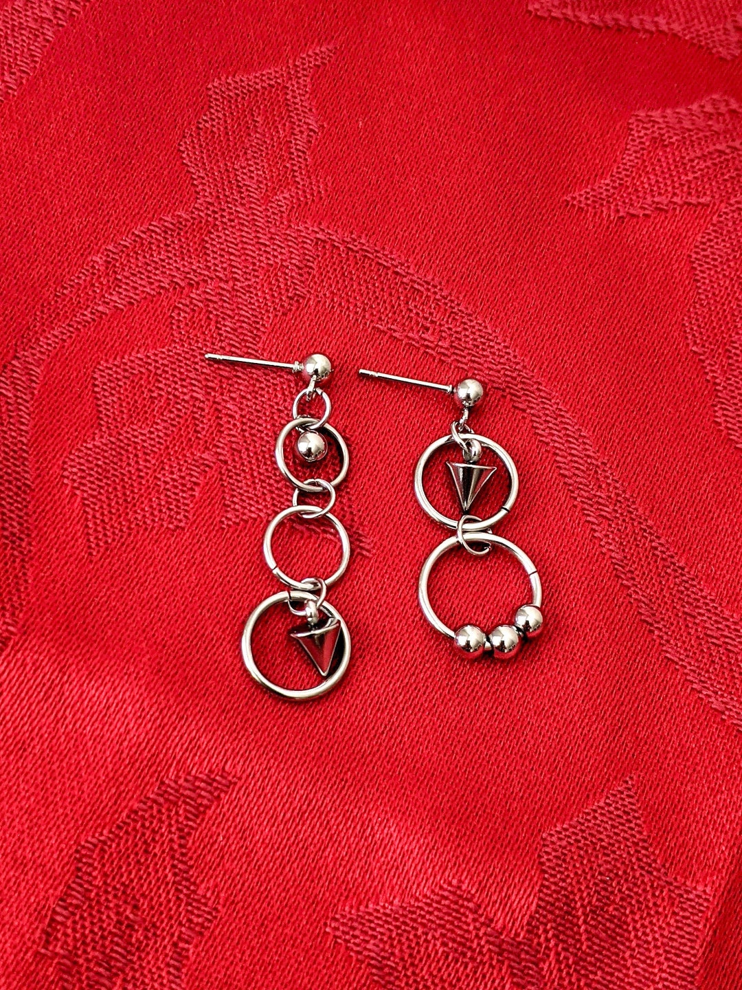 Kpop Earrings Kdrama Earrings MISMATCHED Fashion Earrings Circles Darts ...