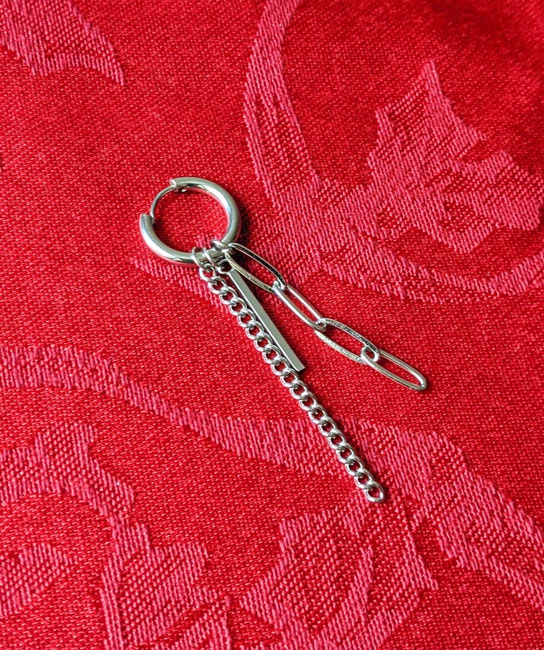 Chain Hoop Earring, Edgy Punk Jewelry, Funky Alternative Fashion, Emo ...