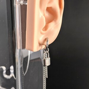 Mismatched Hoop Earrings, Cool Lock Earrings, Funky Punk Earrings, Edgy ...