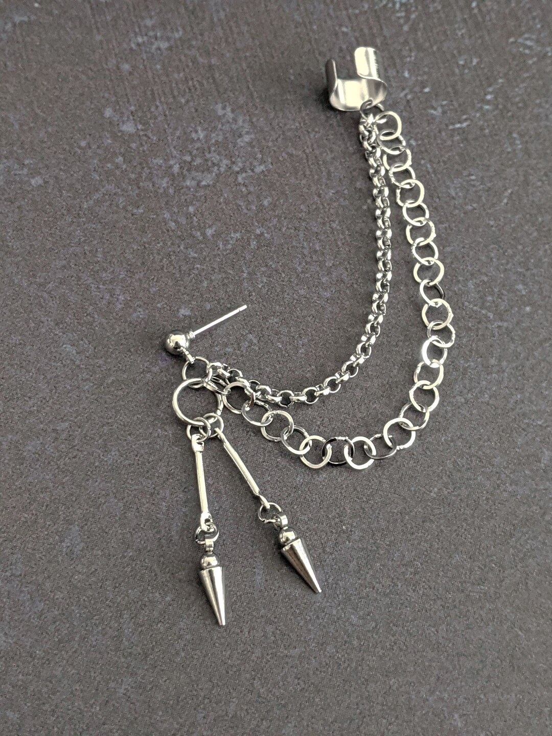 Kpop BTS Double Dart Charm Cuff Chain Earring, Unique Punk Cyber Core ...