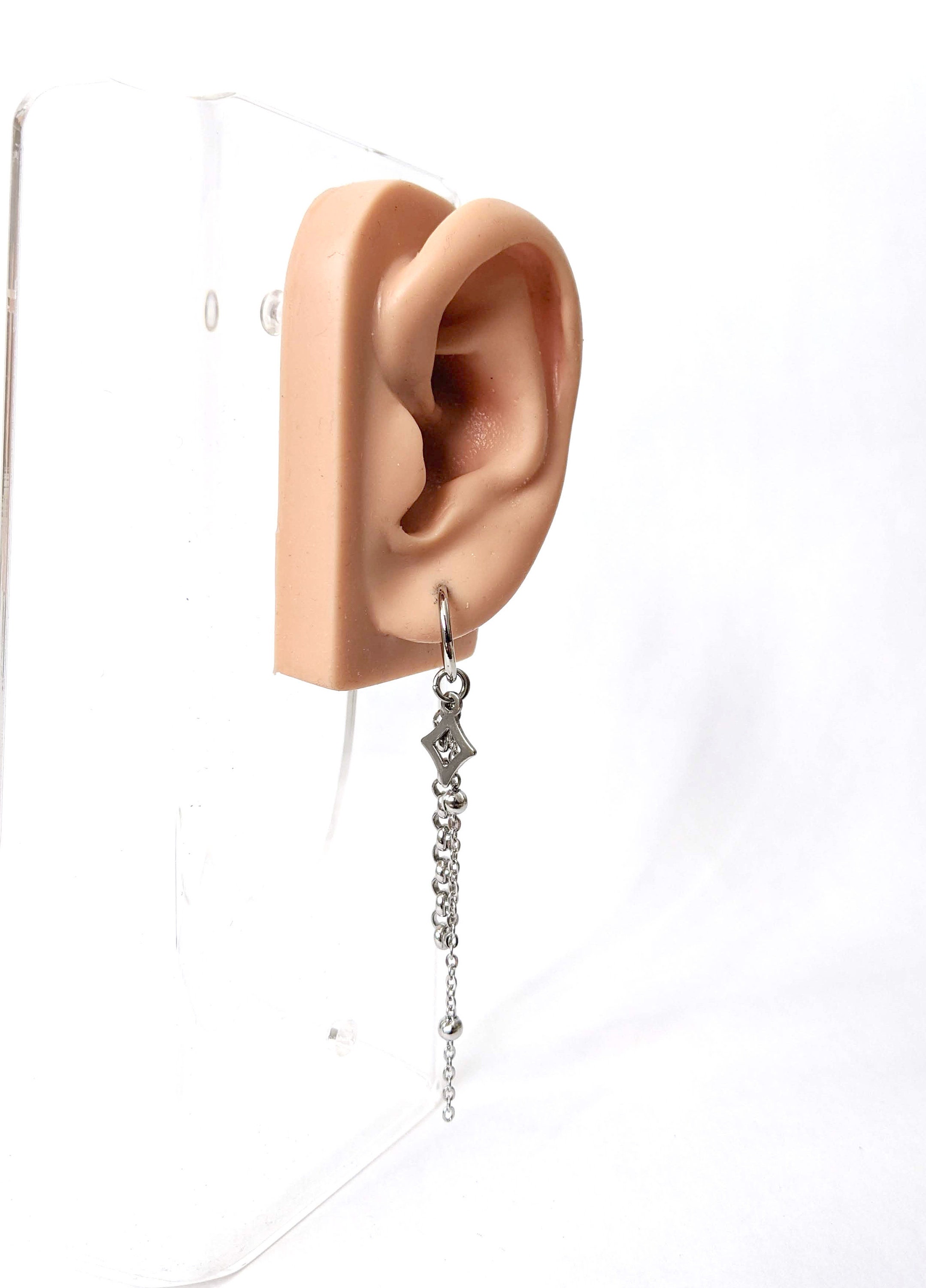 SINGLE Kpop Kdrama Chain Hoop Earring Idol Dangle Drop Pierced Earring ...