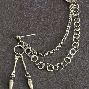 Kpop BTS Double Dart Charm Cuff Chain Earring, Unique Punk Cyber Core ...