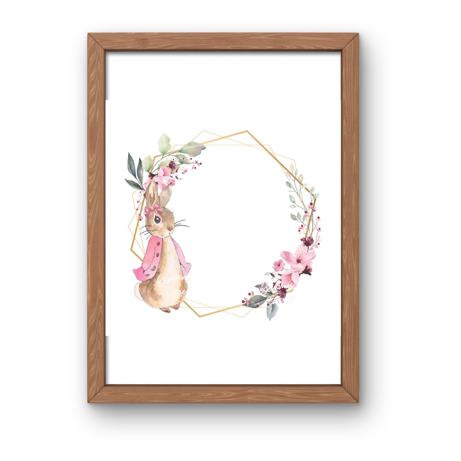 Flopsy Bunny PNG, Pink Peter the Rabbit Floral Ring, Flopsy Frame PNG ...